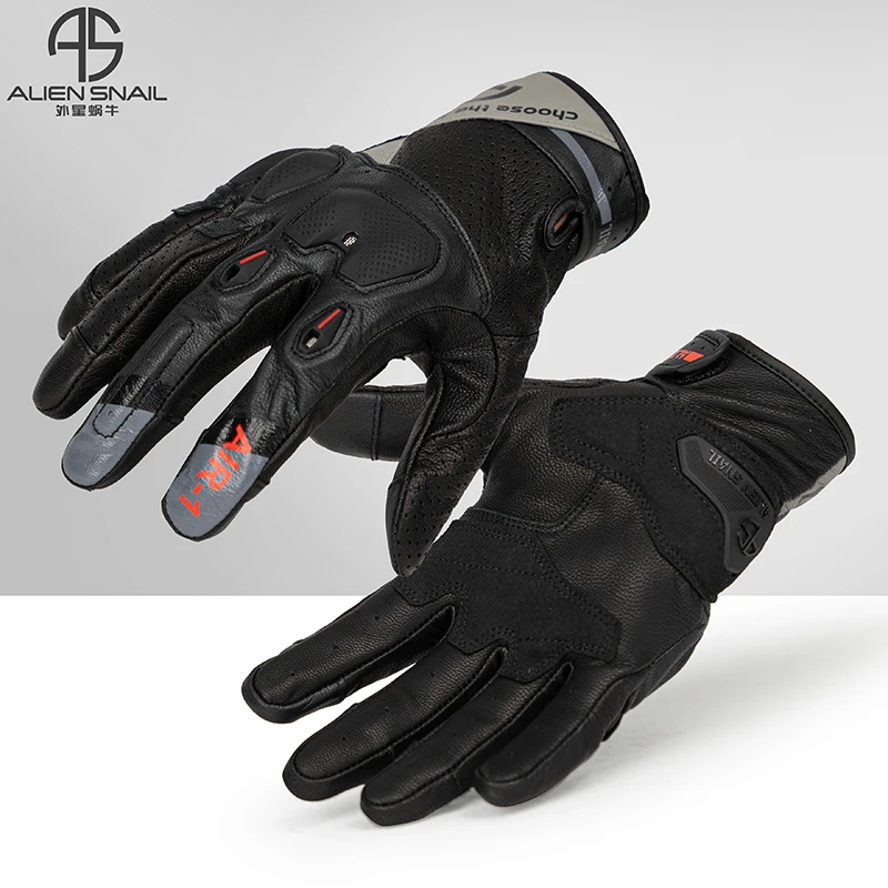 ALIEN-SNAIL-Genuine-Leather-Motorcycle-Gloves-Guantes-Moto-Touch-Screen ...