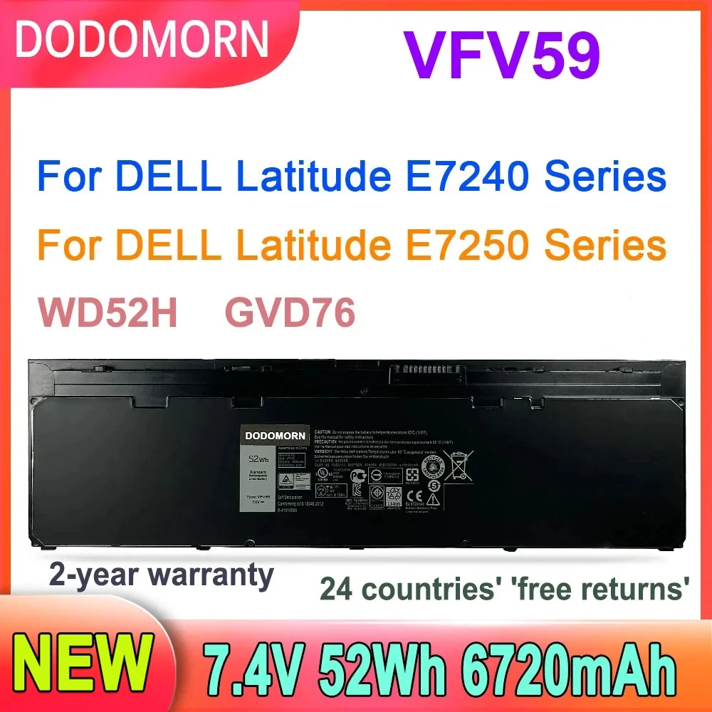 New-7-4V-WD52H-VFV59-Laptop-Battery-For-DELL-Latitude-E7240-E7250 ...