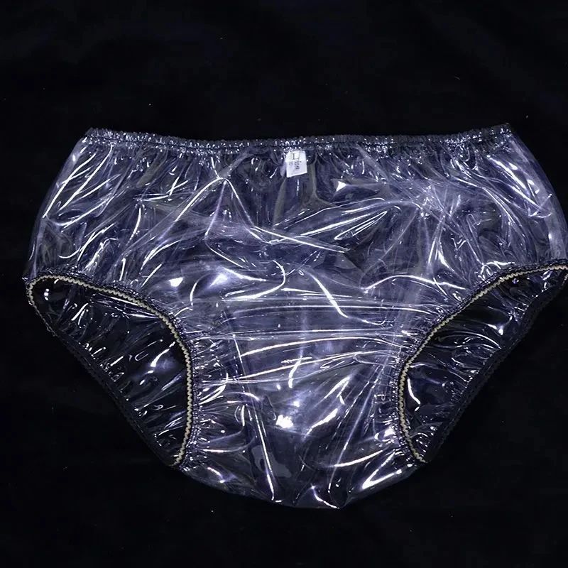 5XL-S-Sexy-Full-Transparent-Black-Lace-PVC-Underpants-Soft-Smooth ...