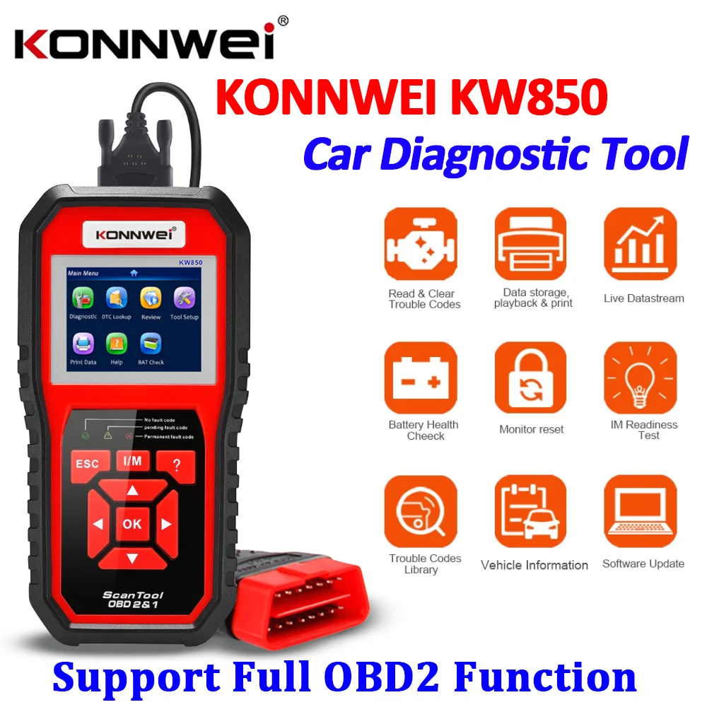 KONNWEI-KW850-Car-Diagnostic-Tool-Professional-OBD2-Scanner-Multi-languages-Full-OBD-2-ODB2 ...