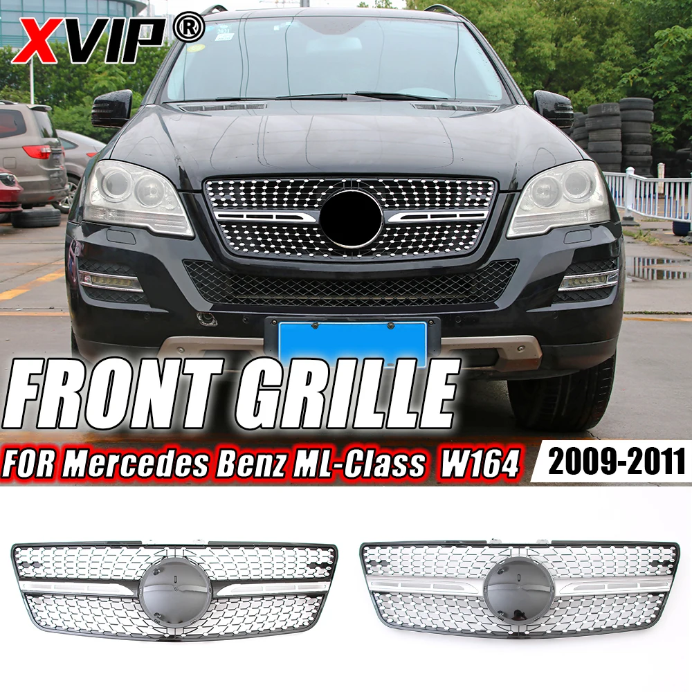 XVIP-Chrome-Black-Diamonds-Style-Front-Racing-Grille-For-Mercedes-Benz ...