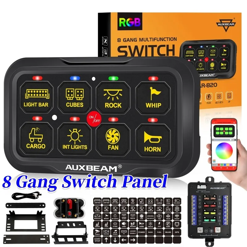 8-Gang-Universal-Switch-Panel-RGB-LED-Light-Slim-On-Off-Control ...