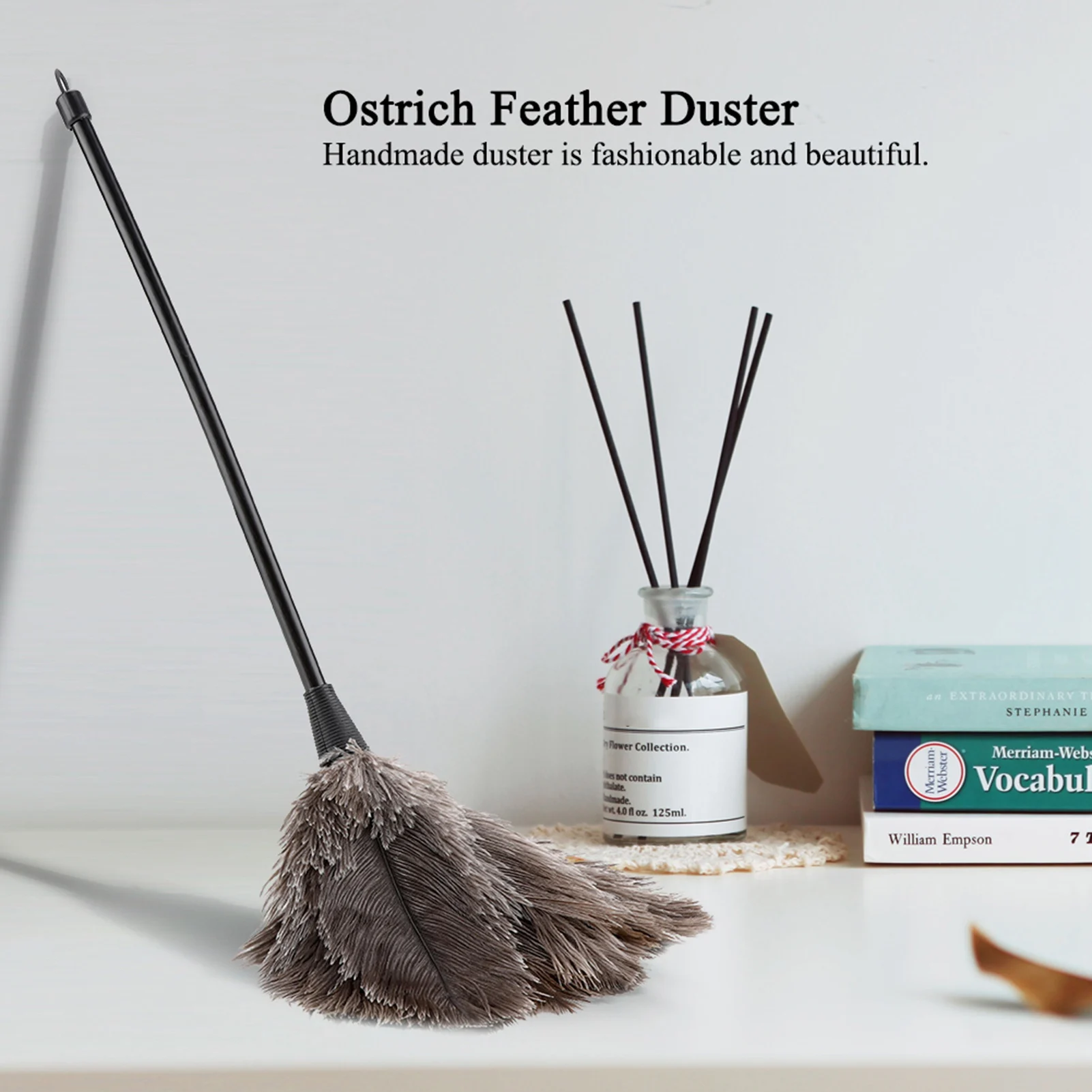 ZK10 Mini Handmade Washable Reusable Ostrich Feather Duster for Books ...