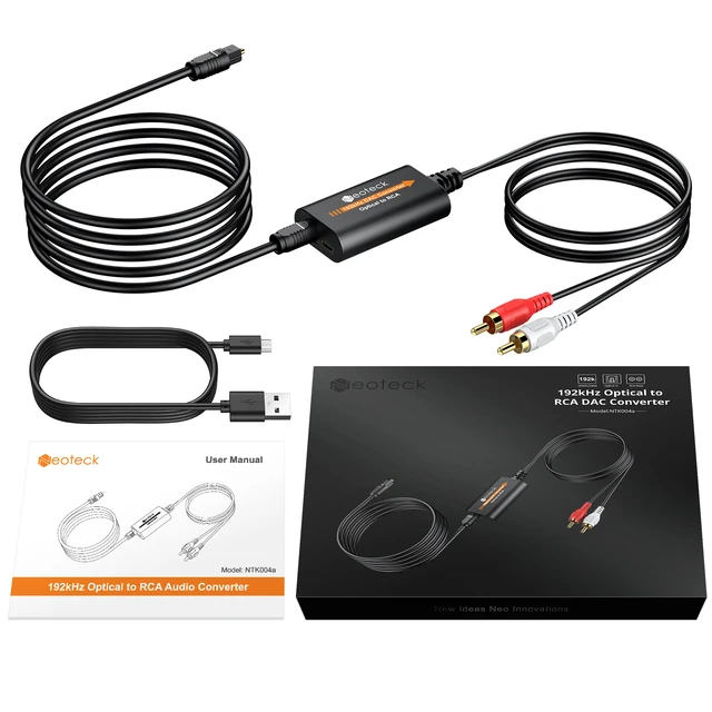 Neoteck 192kHz SPDIF to RCA DAC Converter Optical Toslink to RCA Audio ...