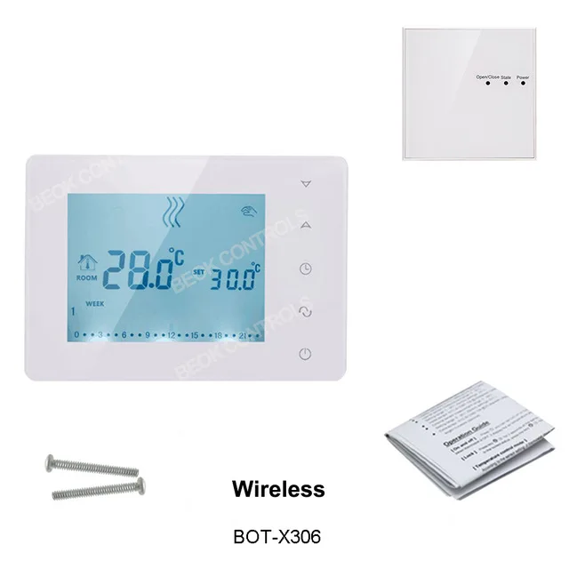 Beok Wireless Programmable Gas Boiler Thermostat for Room Heating ...