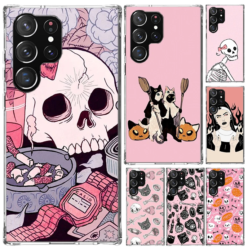 Pink-Cat-Skull-Sorceress-Witch-Phone-Case-for-Samsung-Galaxy-Note-20 ...