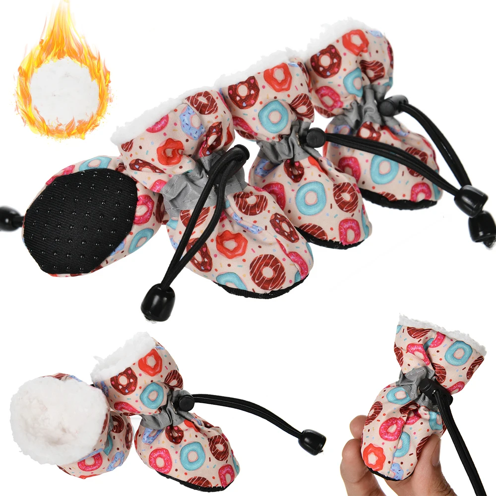 4pcs-set-Waterproof-Pet-Dog-Print-Shoes-for-Small-Dogs-Winter-Warm ...