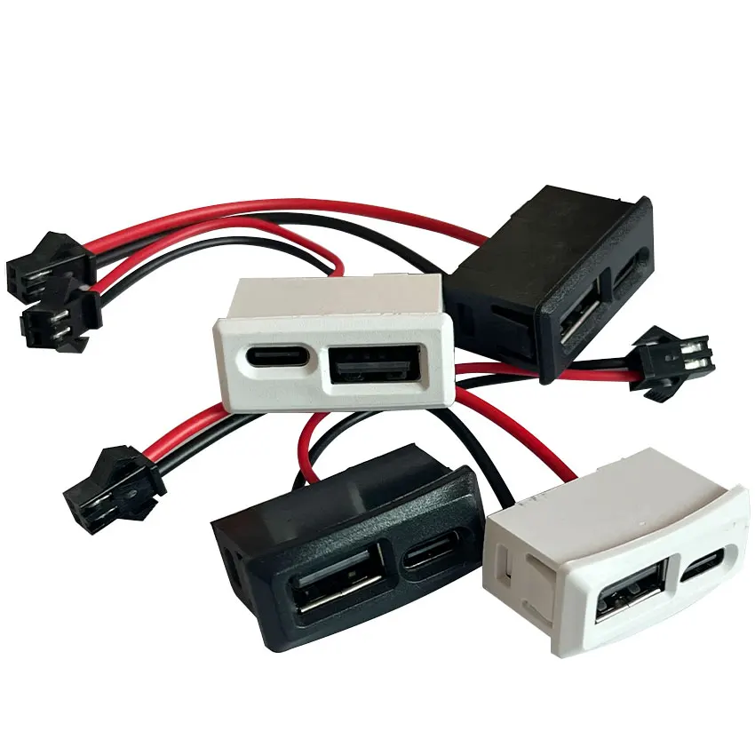 1PC Double layer white USB female base type-c socket a female USB lamp ...
