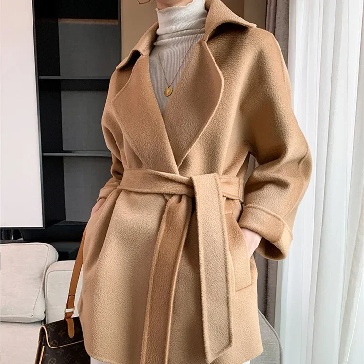 Autumn-New-Short-Double-sided-Cashmere-Water-Ripple-Coat-Women-Turn ...