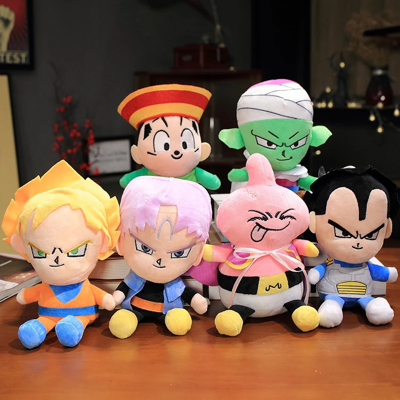 25cm Dragon Ball Plush Stuffed Toys Saiyan Goku Gohan Vegeta Trunks ...