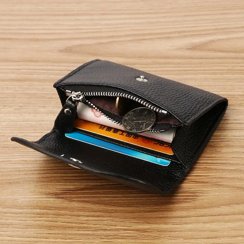 Mini-monedero-de-cuero-genuino-Unisex-billetera-peque-a-corta-port-til ...