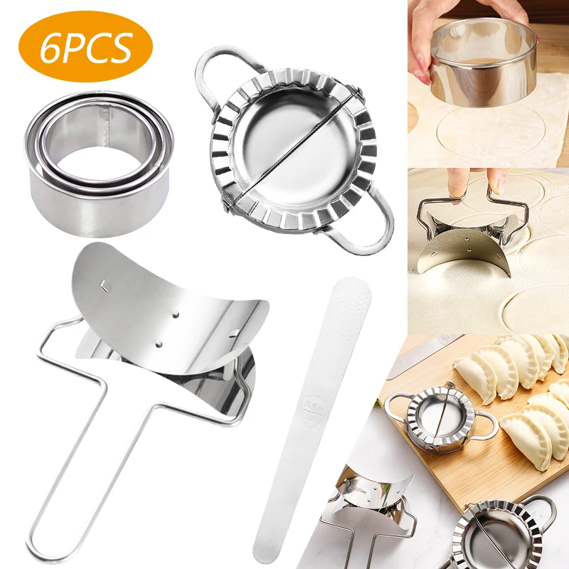 6pcs-Stainless-Steel-Dumpling-Mould-Dumpling-Wrapper-Tool-Dough-Cutter ...