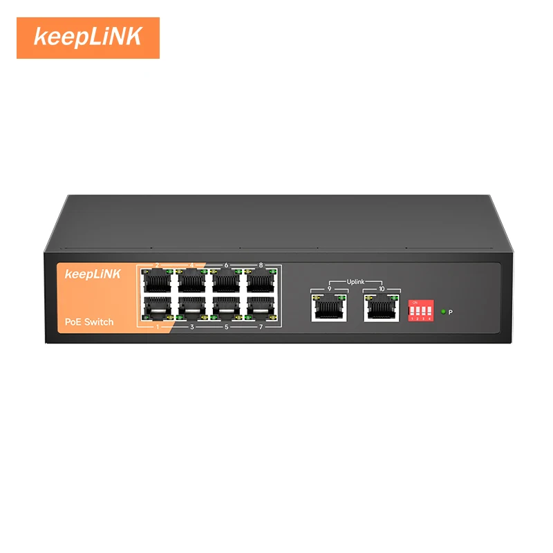 KeepLink-10-Port-Switch-with-8-PoE-Megabit-ports-and-2-Ethernet-Gigabit ...