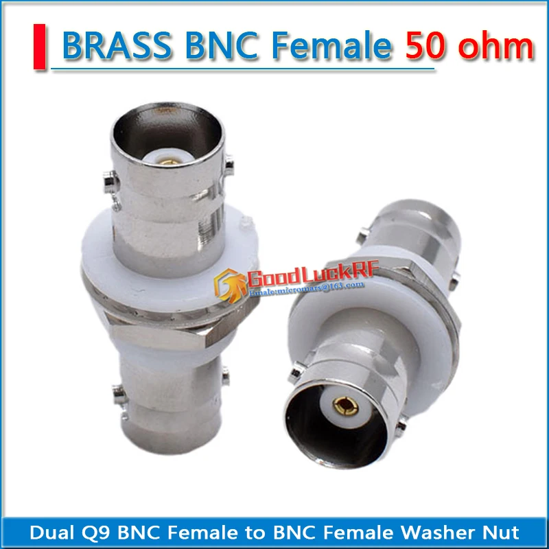 Dual Q9 BNC Female to BNC Female Washer Nut O-ring Bulkhead Insulation Panel Mount Nickel RF ...