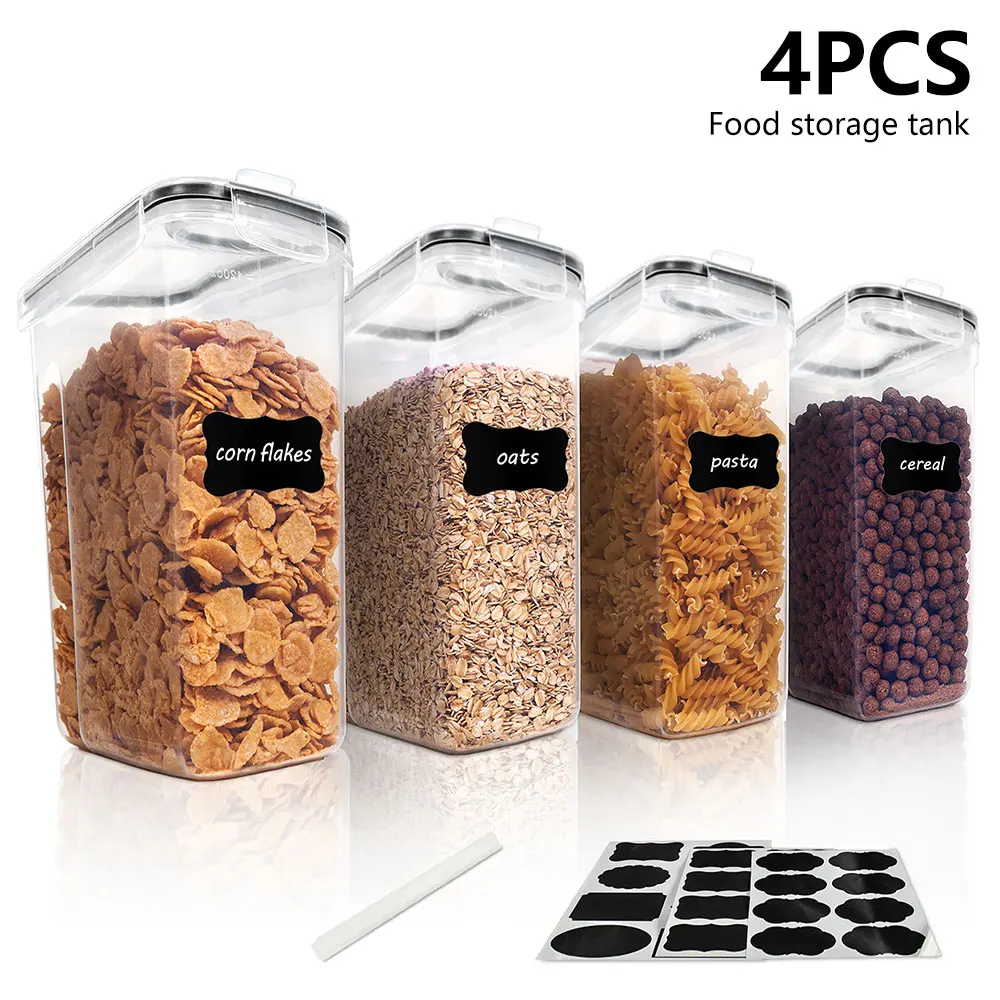 4Pcs-4L-Storage-Tank-Food-Container-Bamboo-Miscellaneous-Grain ...
