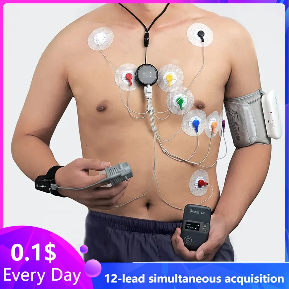12-Lead-78-Hour-Holter-ECG-EKG-Monitor-HRV-Heart-Health-Monitor-Detects ...