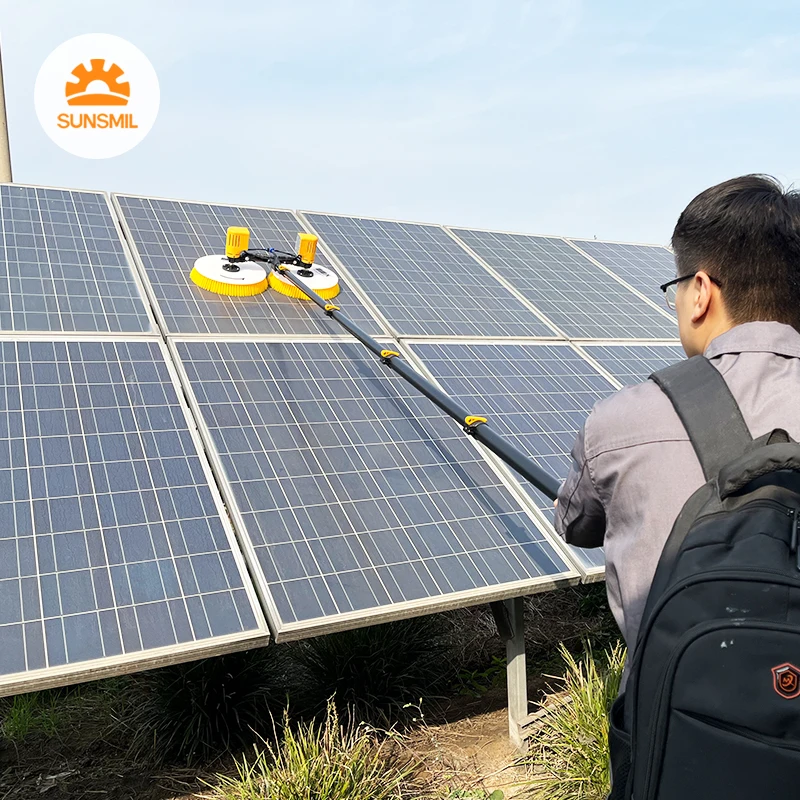 Sunnysmiler-solar-panel-cleaning-double-headed-electric-brush-PV ...