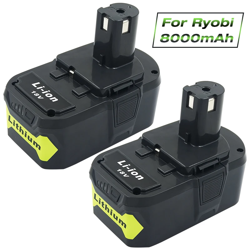 2X P108 8000mAh Li-ion Replacement for Ryobi 18V ONE+ Battery RB18L60 RB18L40 RB18L50 P108 P107 ...