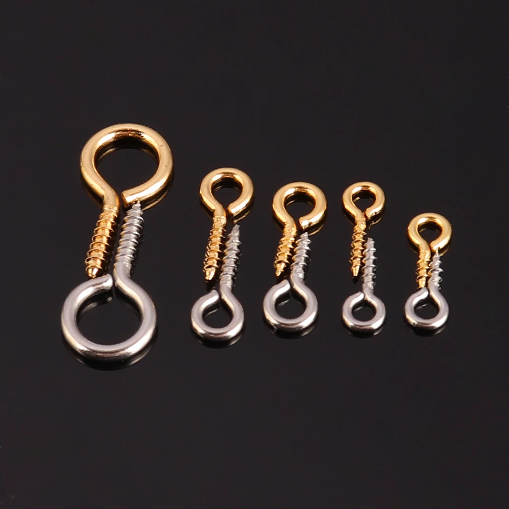 50pcs/lot Stainless Steel Eye Pins Eyepins Hooks Eyelets Screw Threaded ...