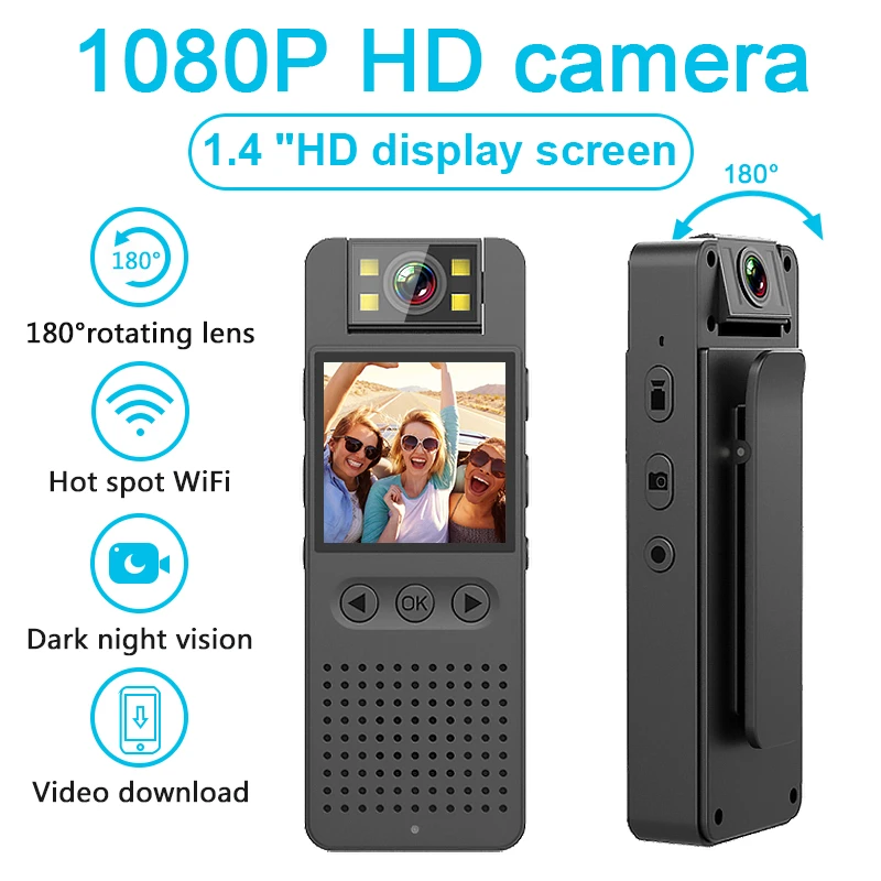 CS06 Mini HD Body Camera 1080P Sports Camera WiFi Hotspot 1.4 polegadas ...