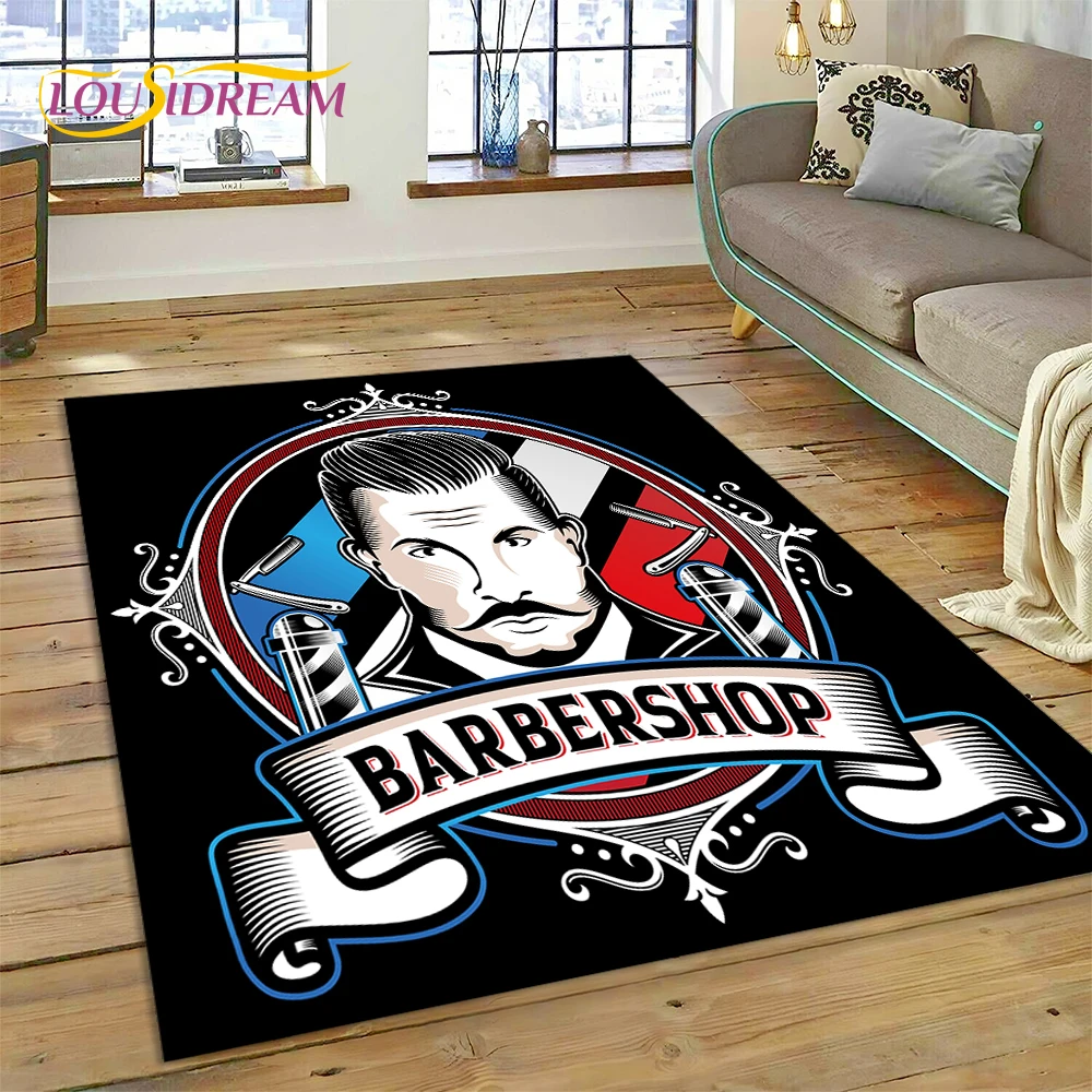 Fashion Barber Shop Logo Skull Vintage Rug Carpet for Living Room ...
