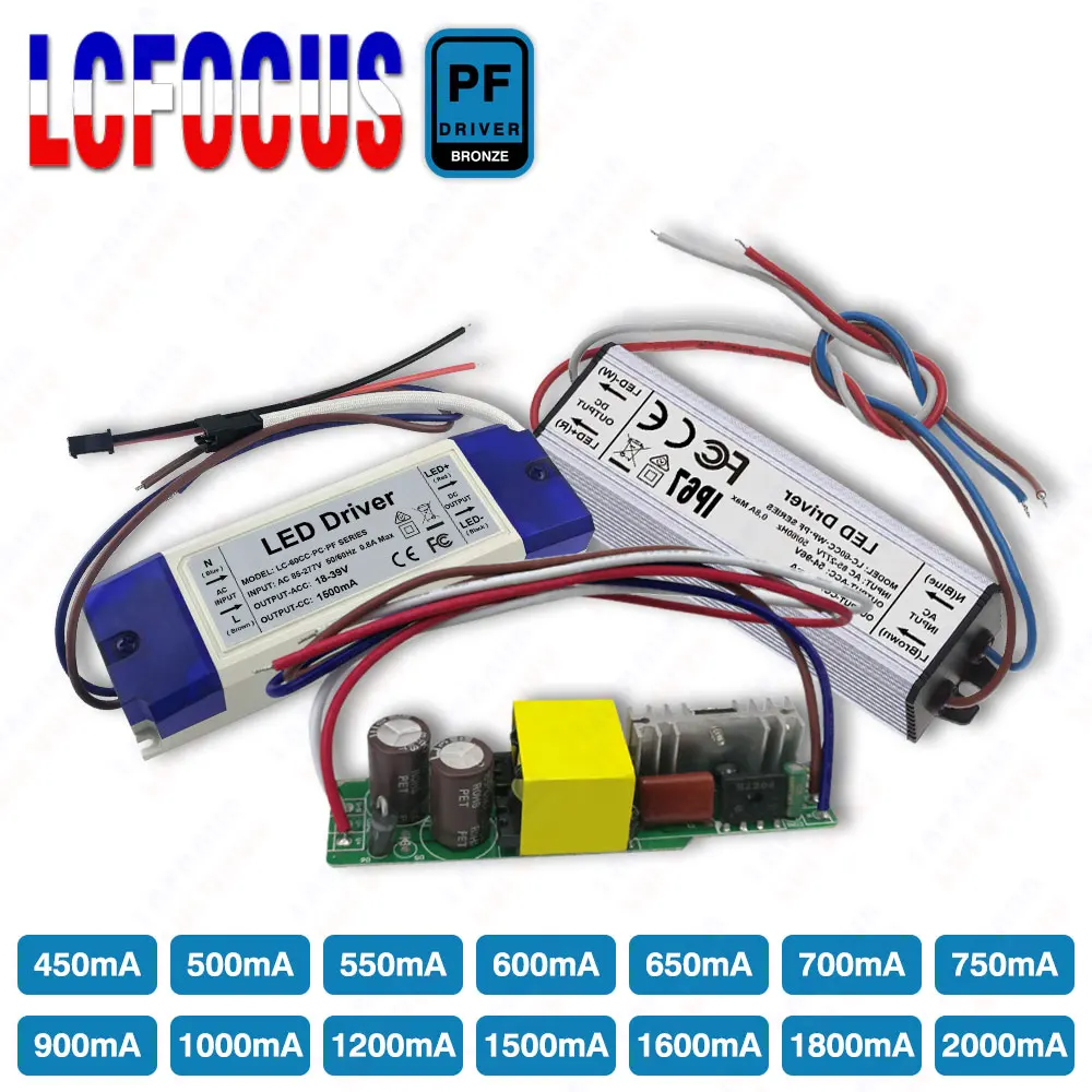 40W 48W 50W 54W 60W 75W 90W LED Driver 1500mA 1200mA 900mA 600mA 450mA ...