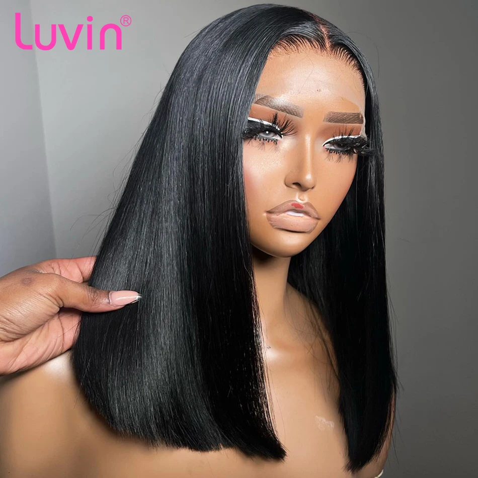 Luvin-Short-Bob-13x4-13x6-Transparent-Straight-Lace-Frontal-Human-Hair ...