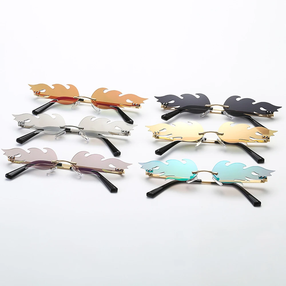 Fashion-Fire-Flame-Sunglasses-Women-Men-Rimless-Wave-Sun-Glasses-UV-400 ...