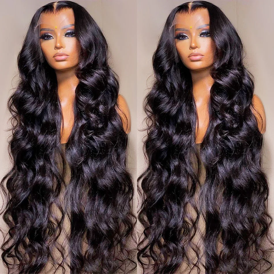 Perruque Lace Front Wig Body Wave brésilienne naturelle, cheveux humains, 13x4 Hd, pre plucked ...