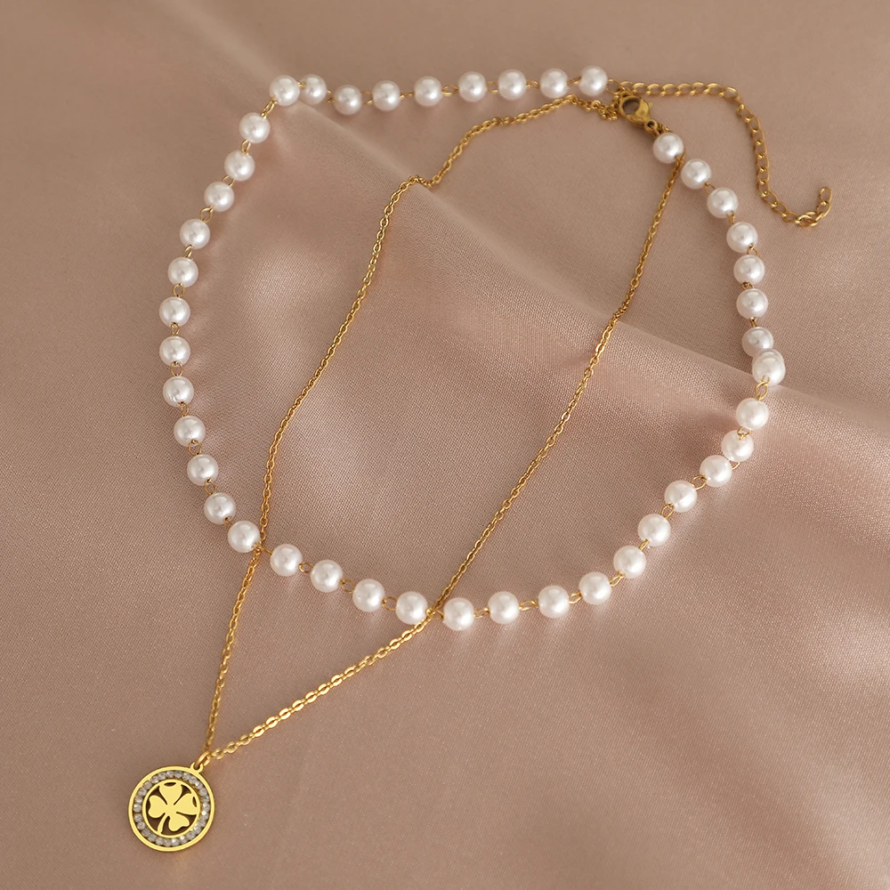 Colares-de-a-o-inoxid-vel-multicamadas-clav-cula-correntes-cristal ...