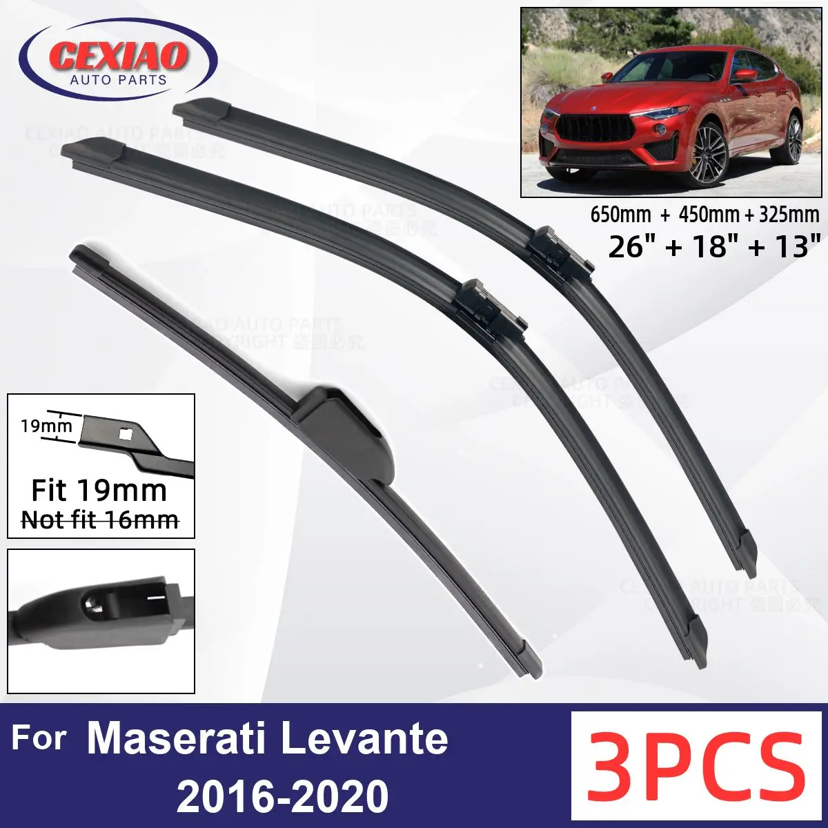 For-Maserati-Levante-2016-2020-Car-Front-Rear-Wiper-Blades-Soft-Rubber ...