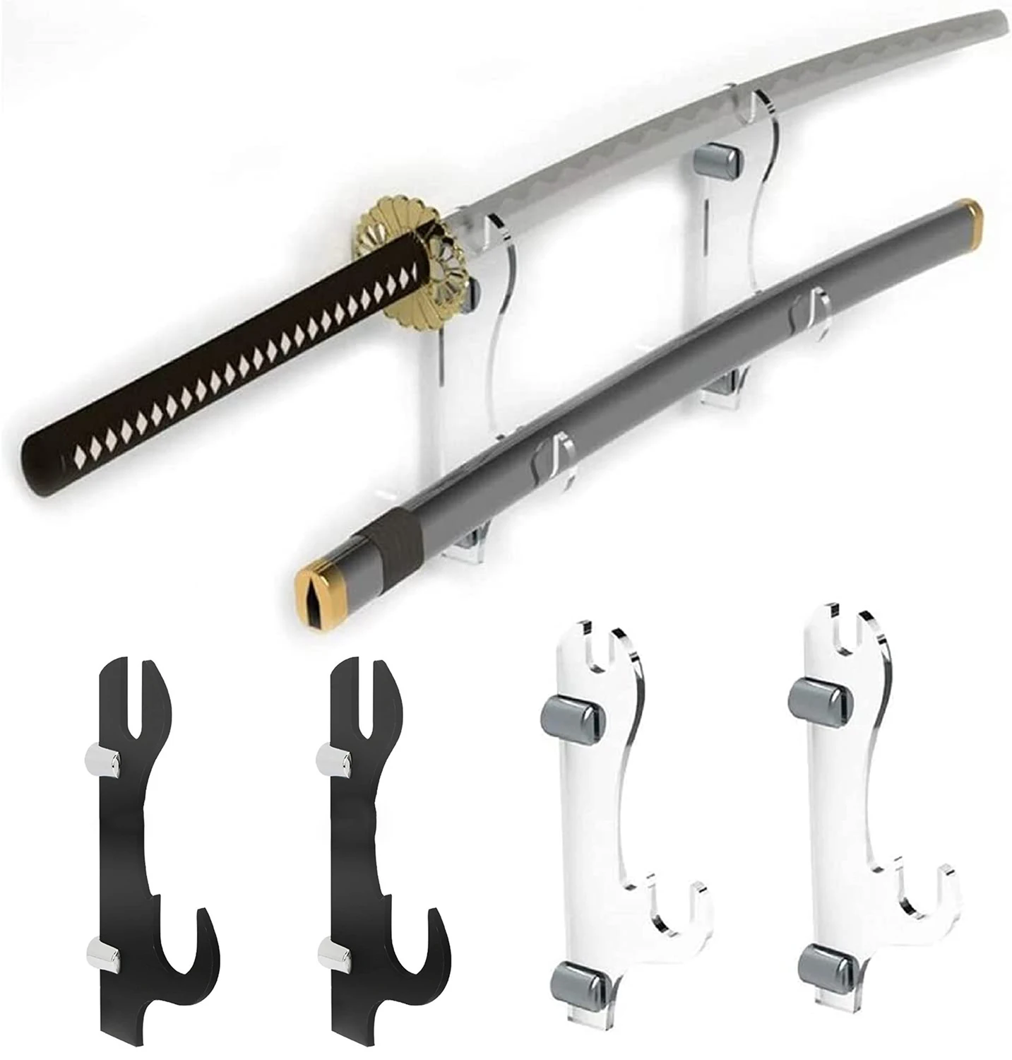 Acrylic Sword Stand Hook,Acrylic 2-Tier Wall Mounted Samurai Sword ...
