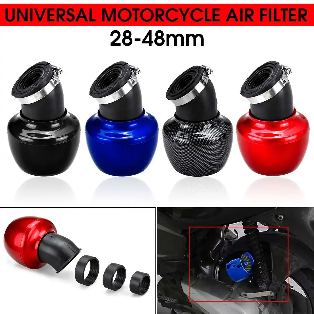 Universal-45-28-48mm-Motorcycle-Adjustable-Air-Intake-Filter-For-Honda ...