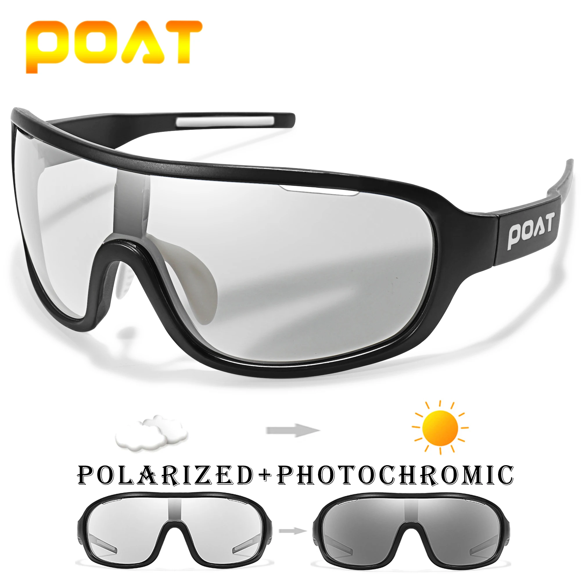 POAT BRAND Men Women Polarized Photochromic Outdoor Road Cycling ...