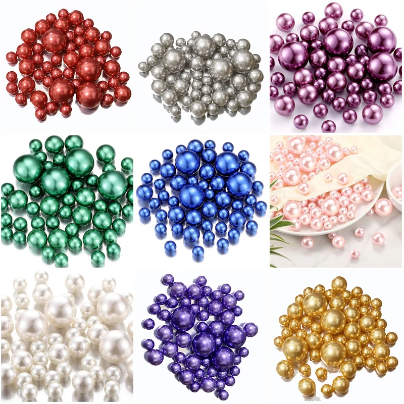 50pcs-Color-Floating-Vase-Pearl-No-Hole-Pink-Pearls-Vase-Decoration ...