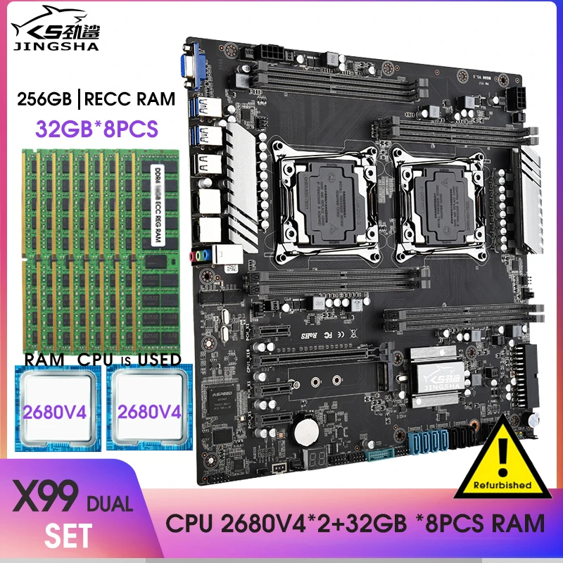 Refurbished JINGSHA Dual Socket X99 LGA 2011 3 Motherboard Set With ...