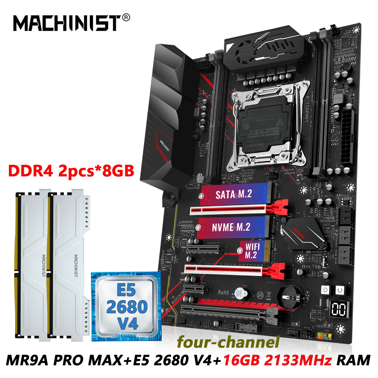 MACHINIST-X99 Conjunto Combo de Placa Mãe, LGA2011-3 Kit, Xeon E5, 2680 ...