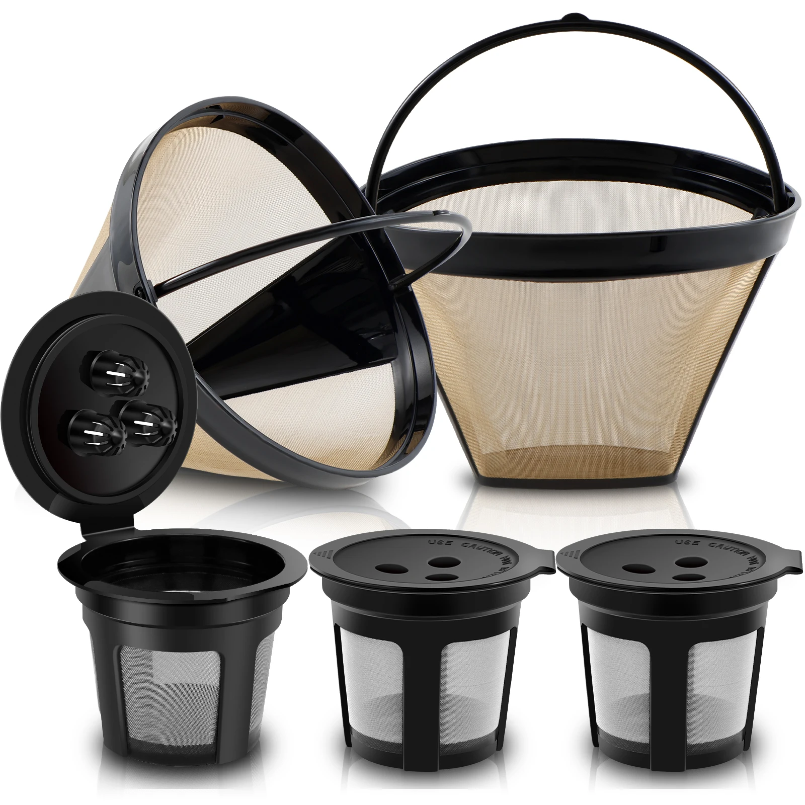 5Pcs Reusable Coffee Maker Pods Filters Stainless Steel Coffee Pods ...