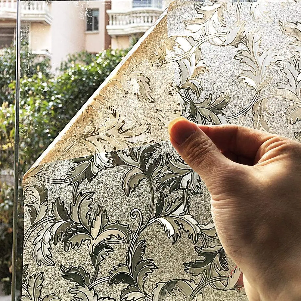 Electrostatic-Window-Film-Vinyl-Brown-Leaf-Style-Privacy-Protection ...
