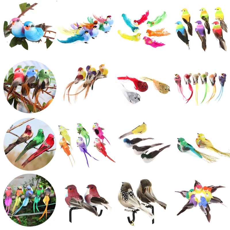 1PCS Parrot Artificial Birds Fake Foam Animal Simulation Feather Birds ...