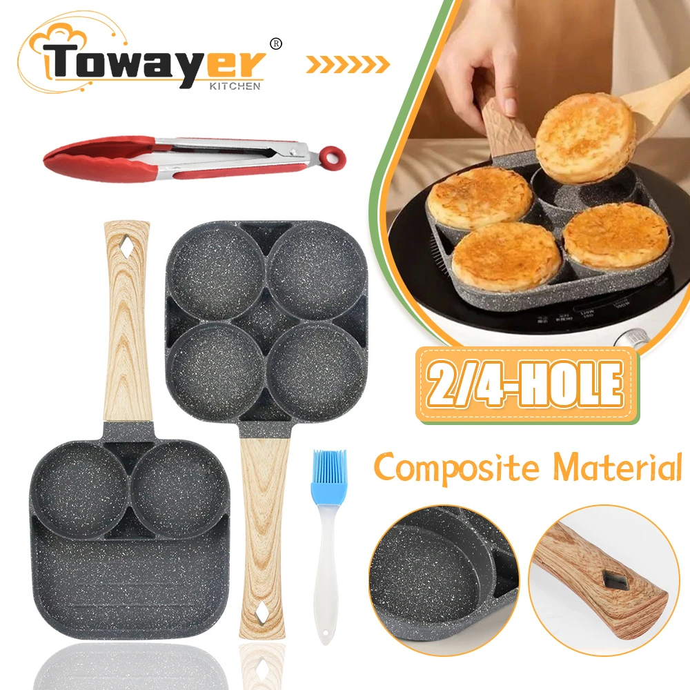 2/4-Hole Frying Pot Pan Thickened Omelet Pan Non-stick Egg Pancake ...
