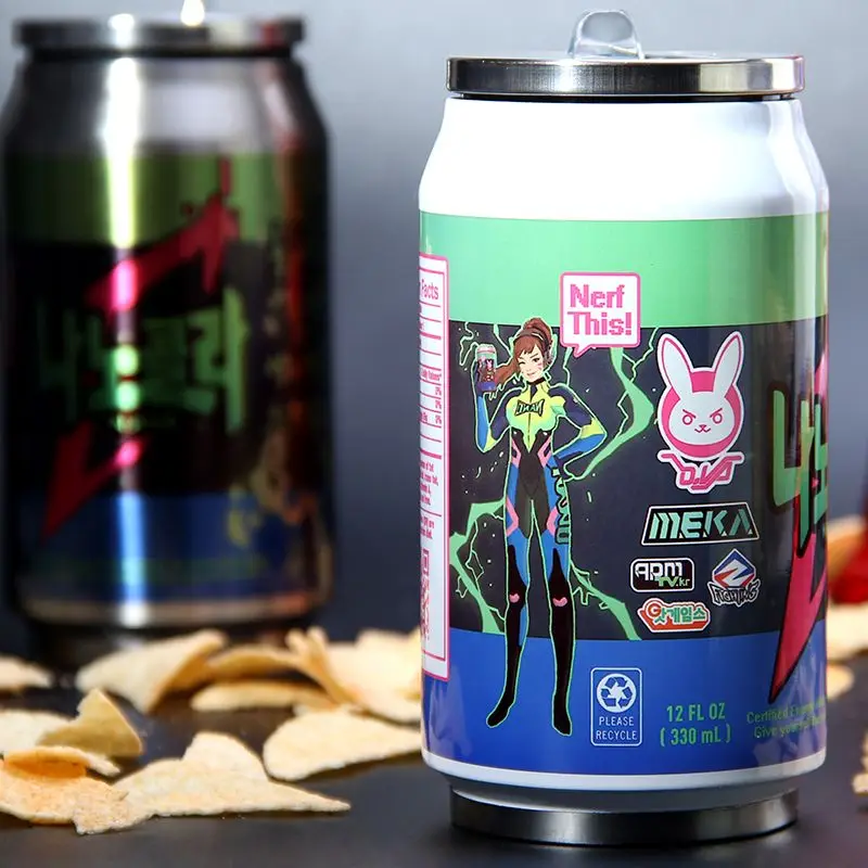 Anime Overwatch D.VA Cosplay Stainless Drink Can Bottle With Sipper ...