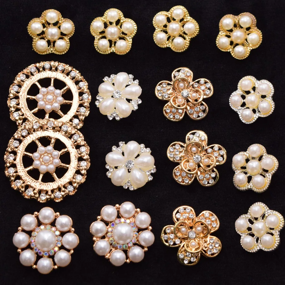 10-pcs-medieval-elegant-pearl-gold-buttons-flower-handicraft-decorative ...