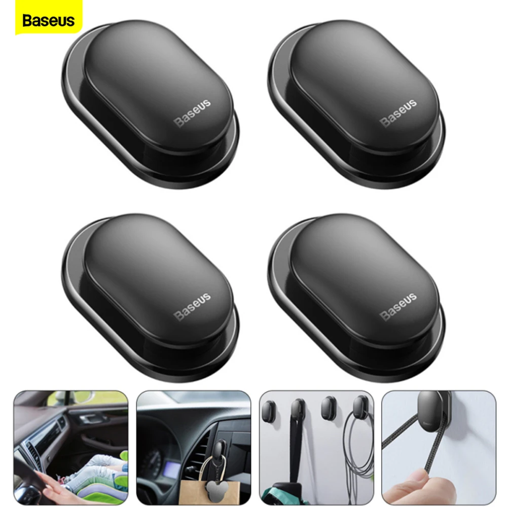 Baseus 4pcs Car Phone Holder Strong Suction Cup Usb Cables Holder Wall ...
