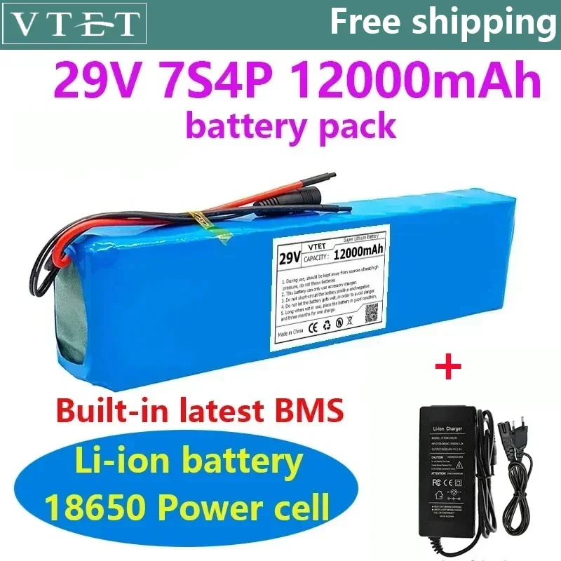 2024-New-29V-7S4P-12Ah-18650-Lithium-Battery-Pack-Rechargeable-High ...