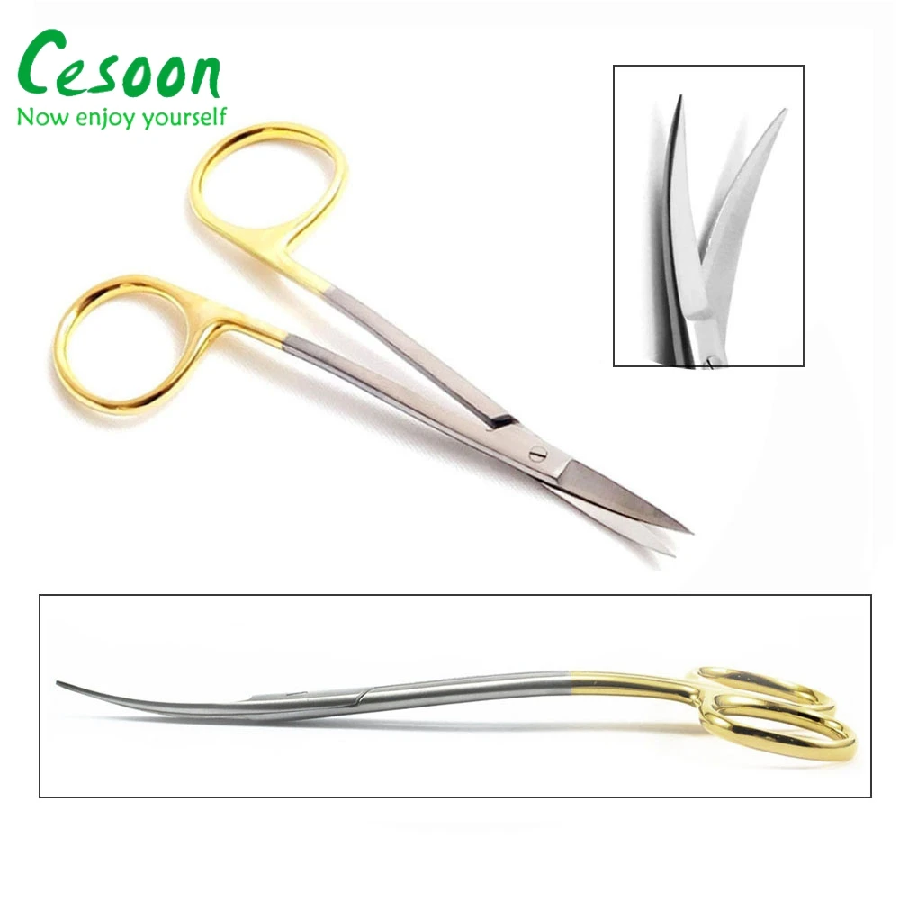 1Pc-Dental-Double-Curved-Gold-Plated-Handle-Stainless-Steel-S-Medical ...