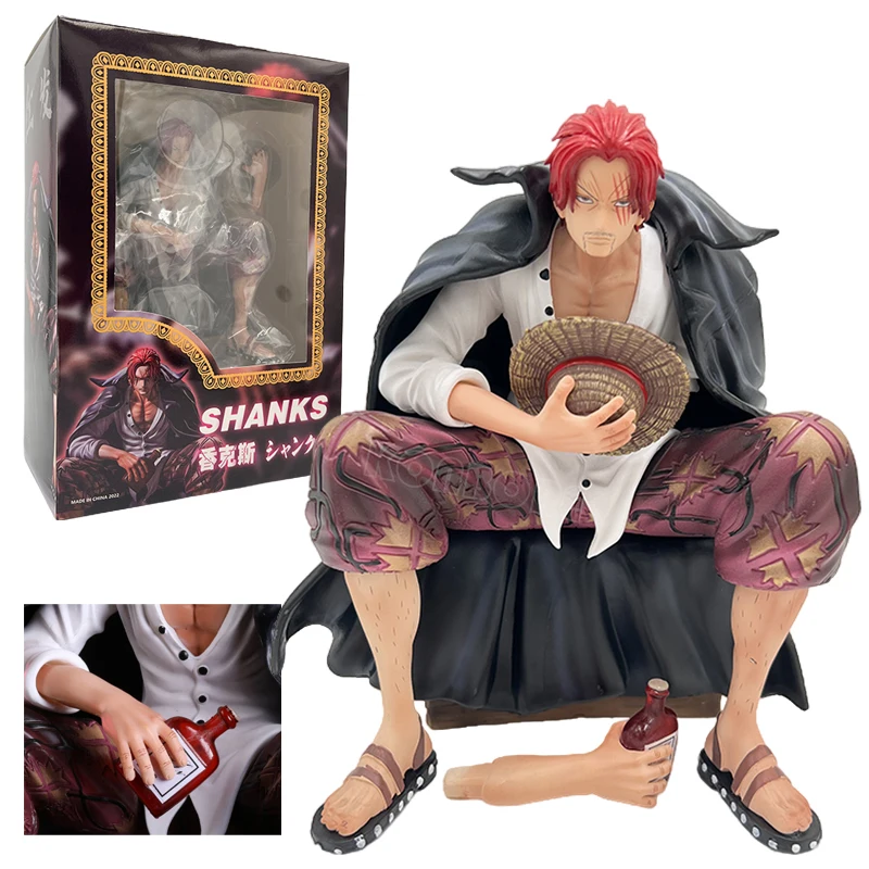 18cm One Piece Shanks Anime Figure Four Emperors Red Haired Shanks ...