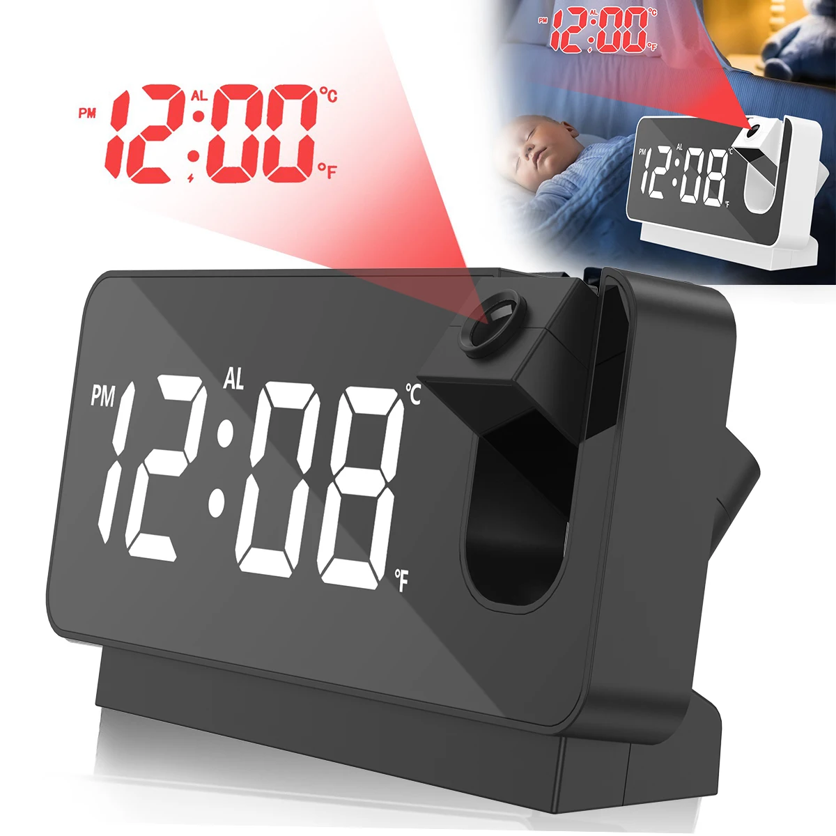 LED-Digital-Projection-Alarm-Clock-180-Rotation-Ceiling-Projector ...