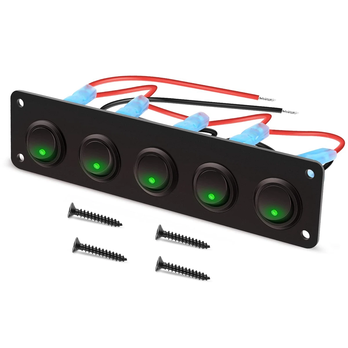 5-Gang-Round-Dash-Rocker-Toggle-Switch-Panel-Waterproof-12-24V-LED-for ...