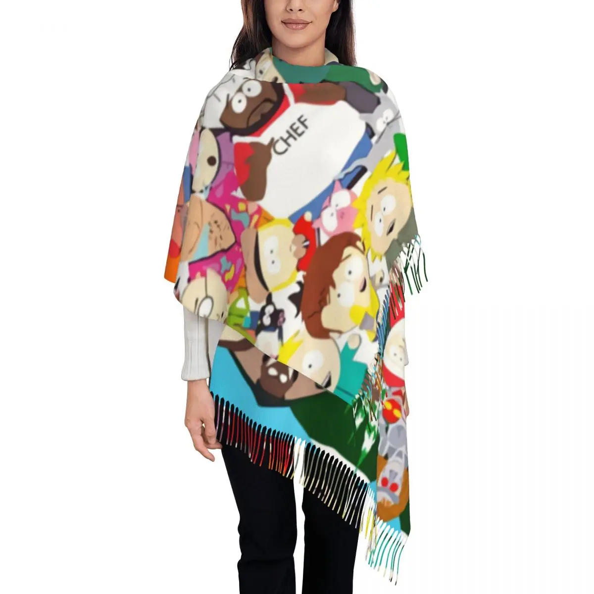 Bufanda-con-borlas-para-mujer-chal-grande-de-dibujos-animados-suave-y-c ...